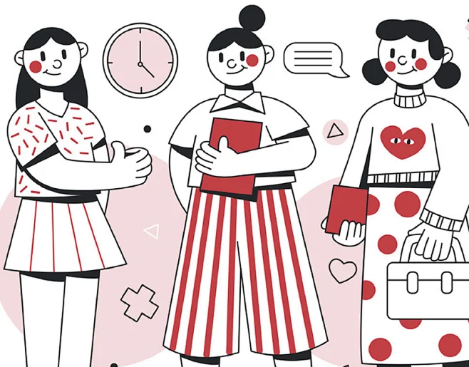 扁平风人物插画练习--品牌主题--川久保玲-花瓣网