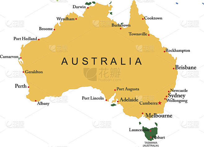 澳大利亚地图与所有城市