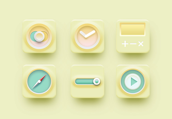 一组轻拟物图标UI图标YINwh - 原创作品