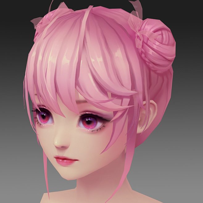 3D手绘角色可爱女头-原创3D角色/装备-微元素 - Element3ds.com!