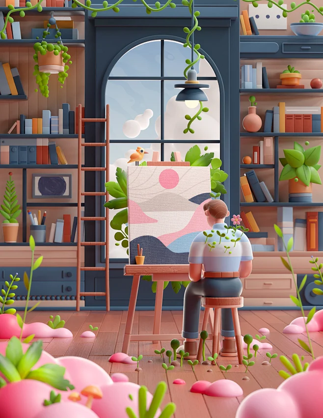 2D 3D abstract art c4d CGI colors design ILLUSTRATION Nature-花瓣网