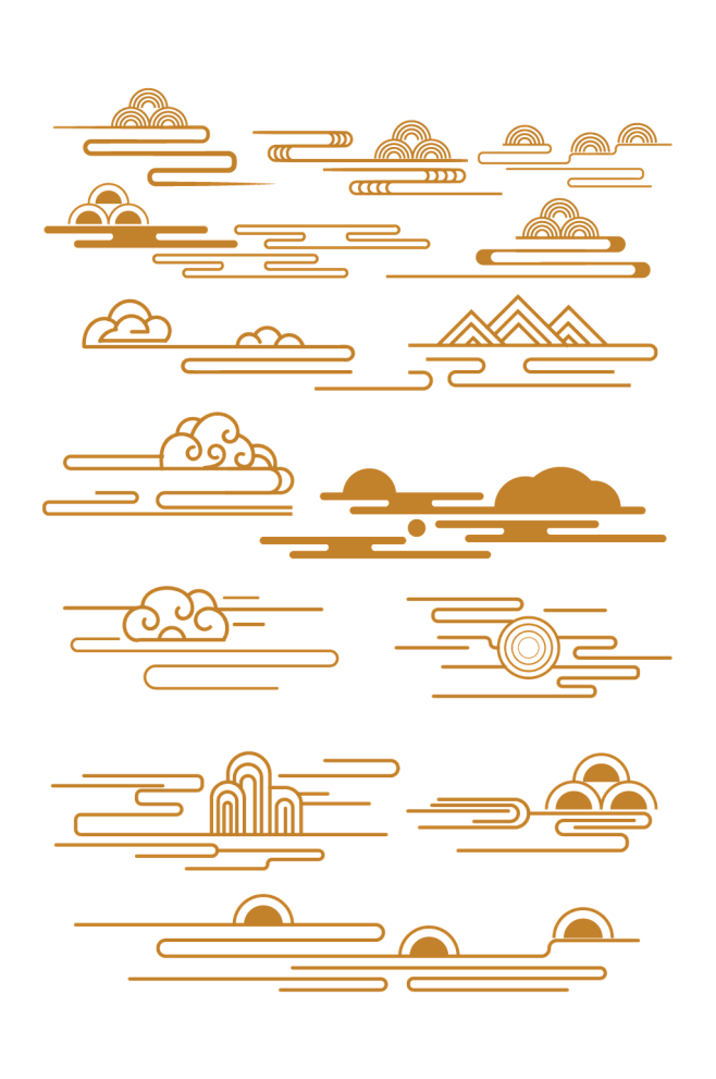 各种矢量中国风中式线性祥云纹-众图网