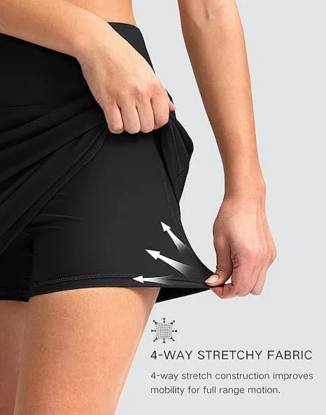 Amazon.com: G Gradual 女式 16 英寸(约 40.6 厘米)游泳裙,带口袋,高腰收腹,适度泳衣,女式泳衣, 黑色, L : 服装、鞋靴和珠宝饰品-花瓣网