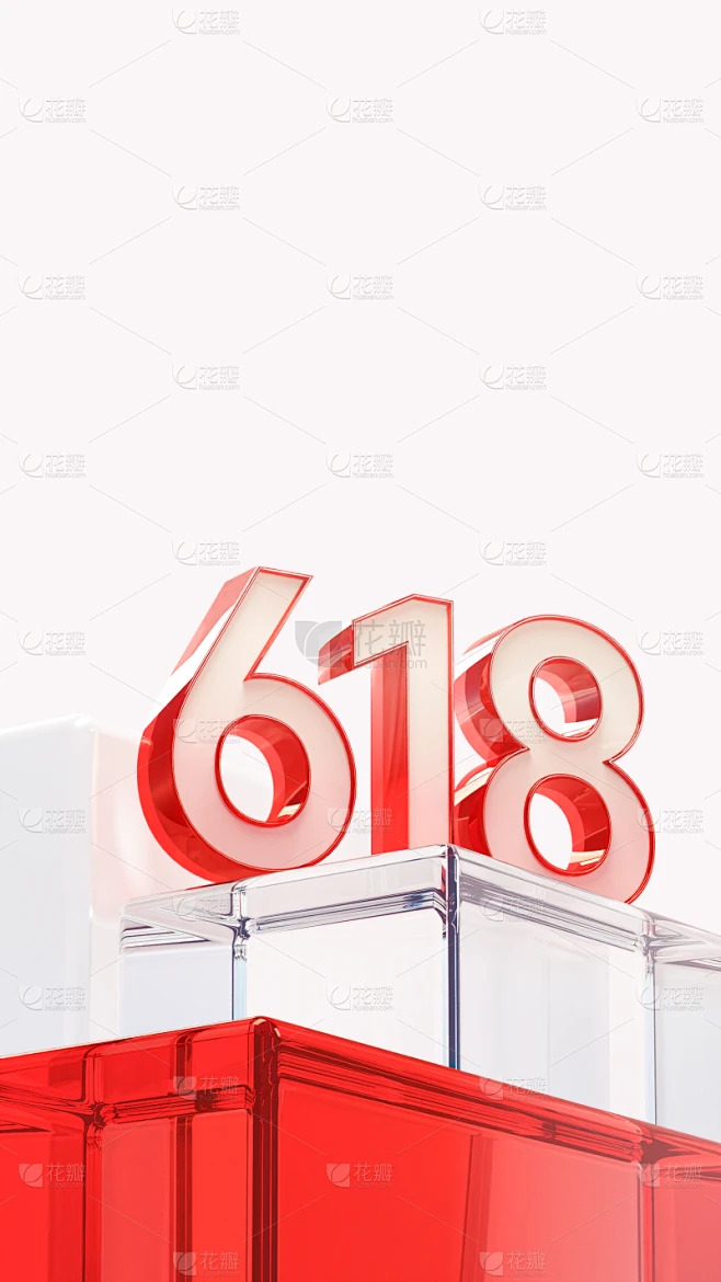 618 3D亚克力材质堆叠展台背景素材-花瓣网