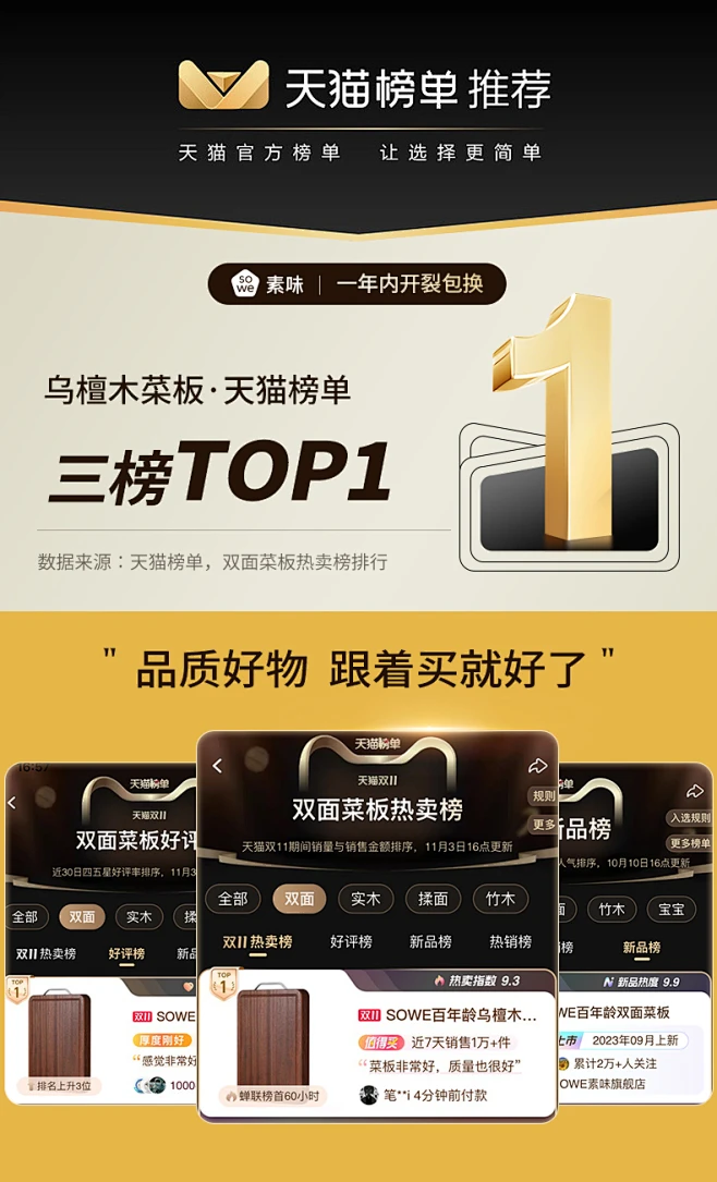 sowe百年龄乌檀木菜板防霉抗菌家用实木砧板双面切菜案板厨房专用-tmall.com天猫-花瓣网