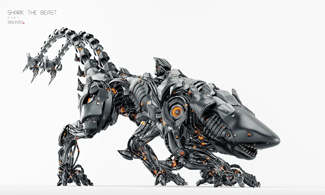 Aggressive beast creature Cyborg Hunting panther predator robot sci-fi ...