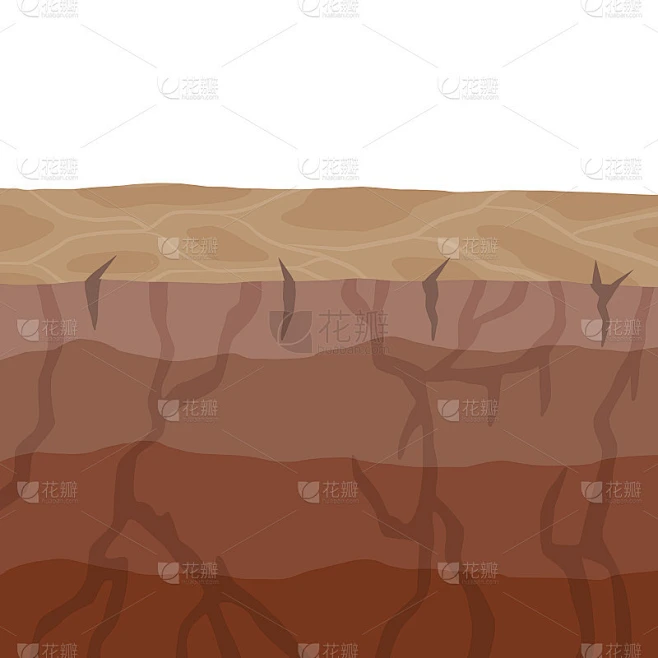 降落在剖面上。地下的背景。地质层。考古的风景。棕色的地面。土粘土矢量卡通裂纹素材-花瓣网