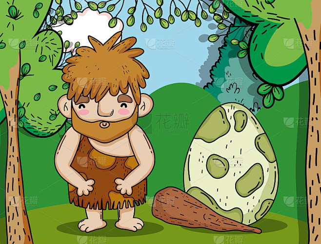 primitive man hunting dino eggs