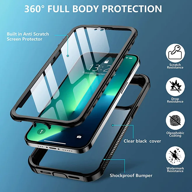 Amazon.com: Red2Fire Designed for iPhone 13 Pro Max Case, with Built-in Screen Protector 360 ...