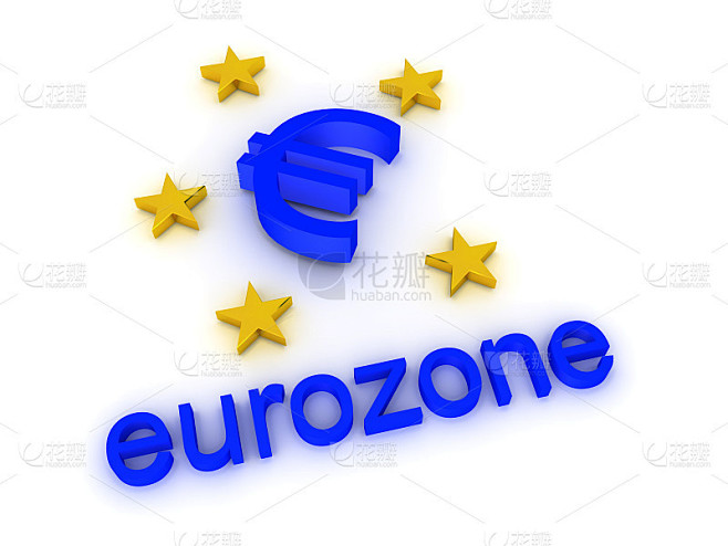 欧元区标志的3D插图