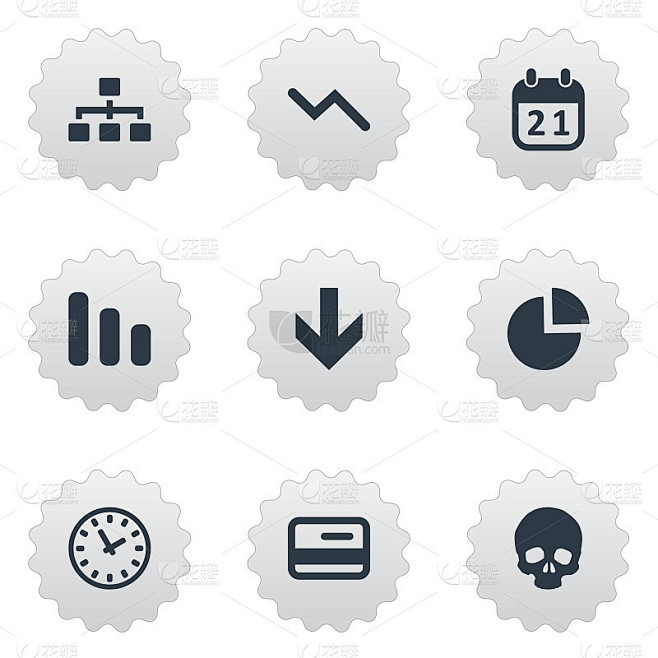 一组9个简单的故障图标。