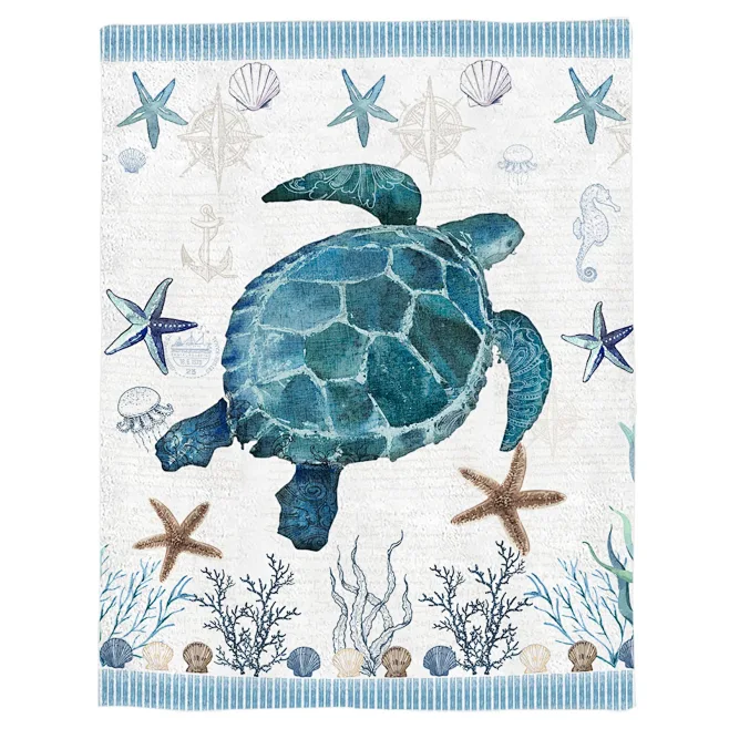 Amazon.com: Ocean Turtle Seashell Fleece Throw Blanket for Couch, Soft ...