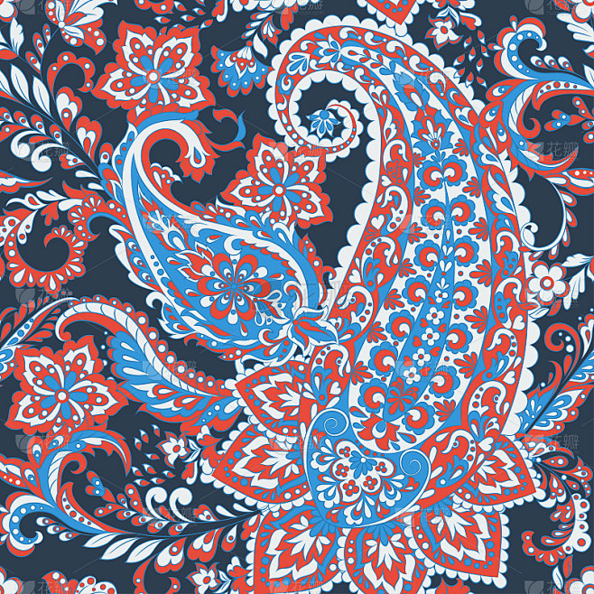 paisley ornament seamless vector pattern