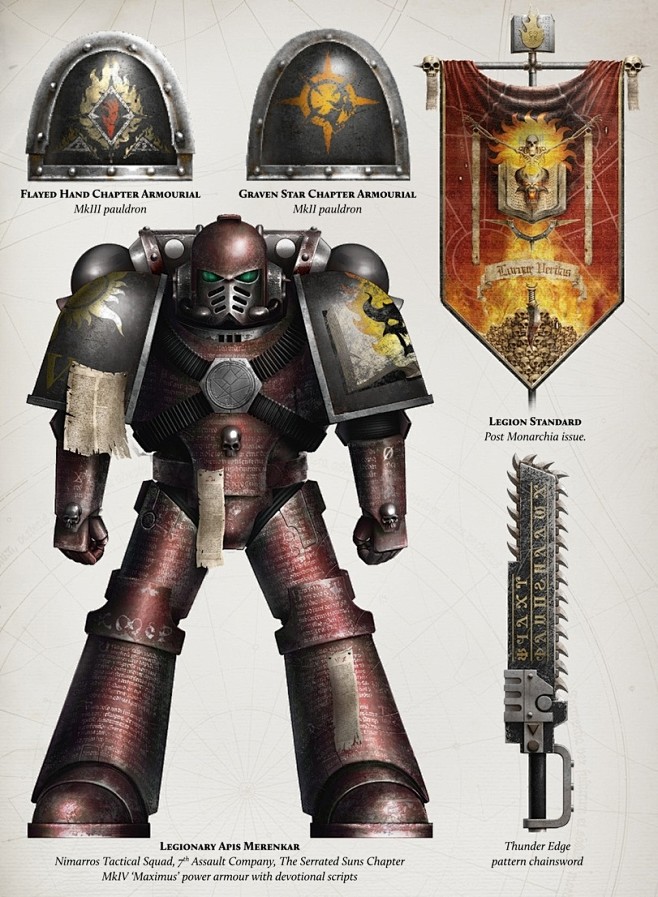 Flayed Hand Chapter Armourial MklU pauldron Graven Star Chapter ...