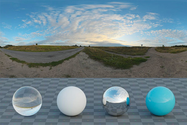 傍晚小路日落场景HDRI贴图（HDR）