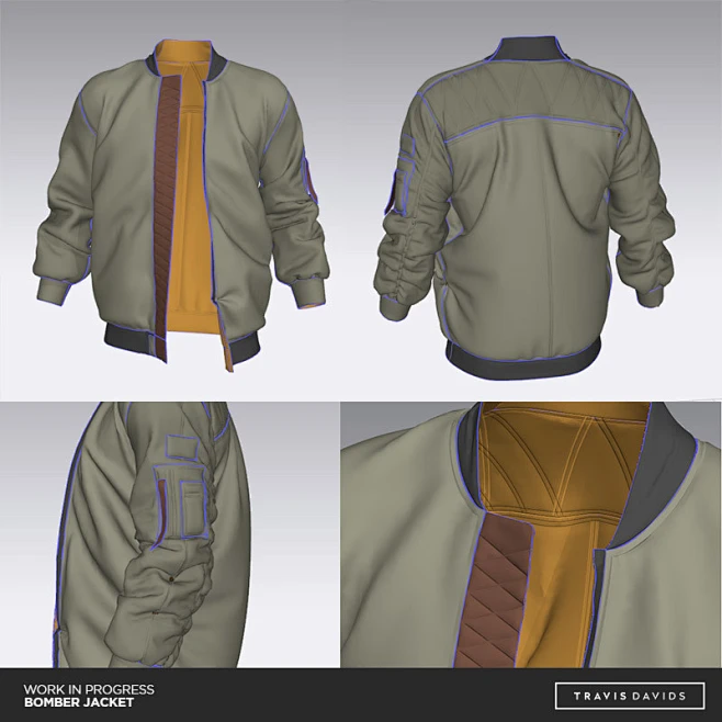 Leather Bomber Jacket - Marvelous Designer Garment, Travis Davids : A ...