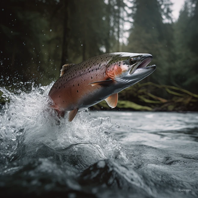 AI绘画_Prompts_Yannick_photography_portrait_a_salmon_jumping_out_from_the ...