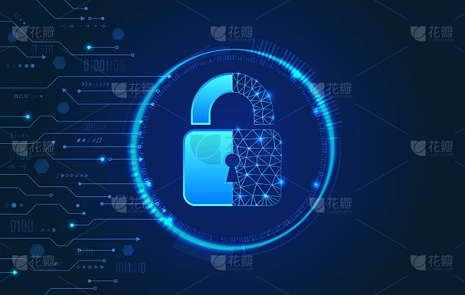 Data protection privacy concept. Padlock icon and 素材-花瓣网