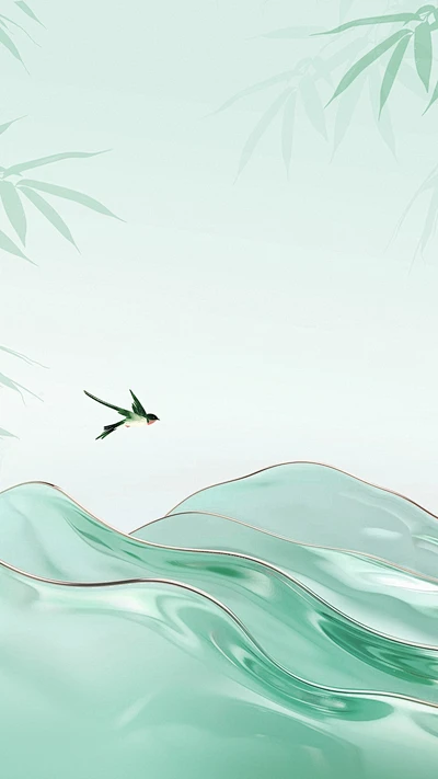 【米图网-52mitu.com】背景 节气 谷雨 中式 意境 水波 燕子 简约背景-花瓣网