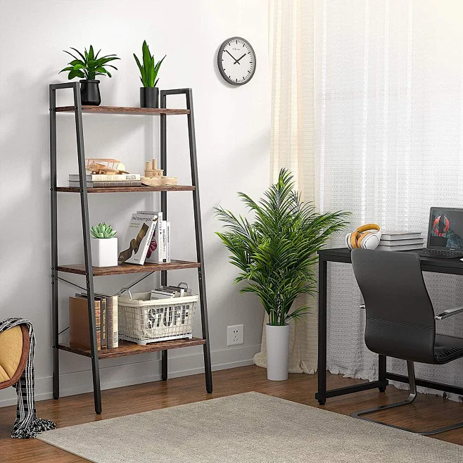 Amazon.com: Besiture Ladder Shelf, 4-Tier Ladder Bookshelf, Rustic ...