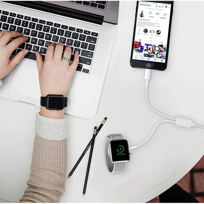 Laimoda 2 In 1qi Magnetic Fast Portable Mobile Iwatch Charger Wireless ...