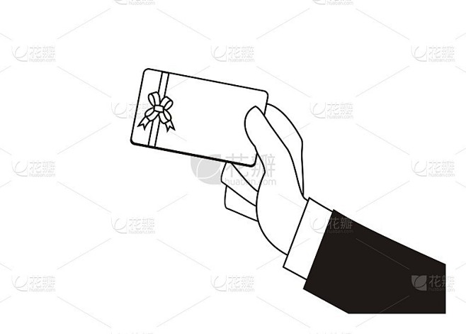 hand holding reward card. simple illustration in b