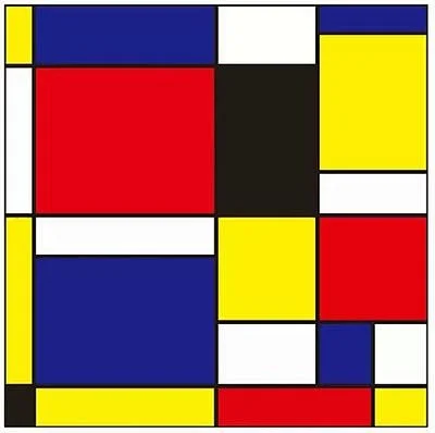 蒙德里安红黄蓝构图-花瓣网