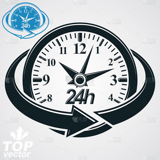 24 hours clock with arrow around