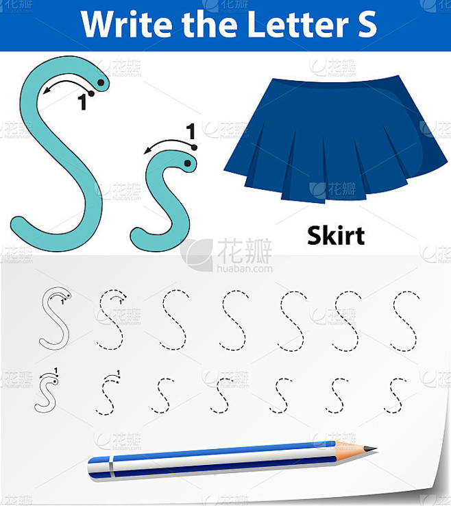 Letter S tracing alphabet worksheets