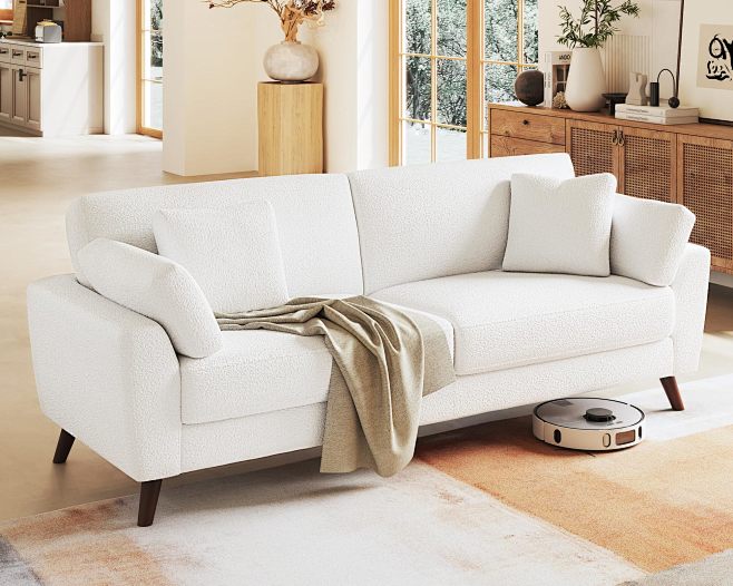 AMERLIFE Sofa, 86 Inch Modern Couch with 4 Throw Pillows, 3 Seater ...