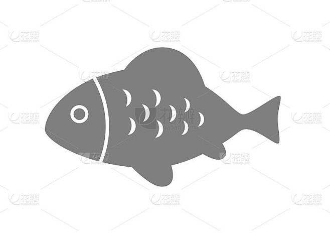Grey fish vector icon