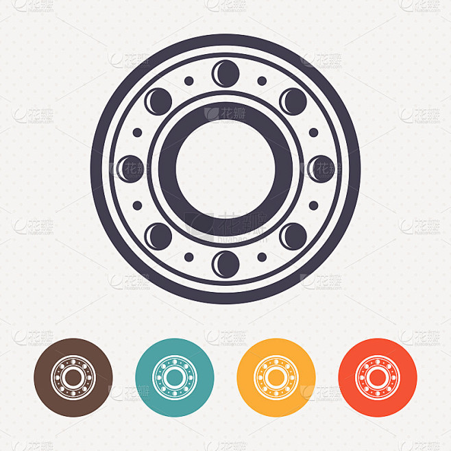 圆点图案背景上的滚珠轴承图标
