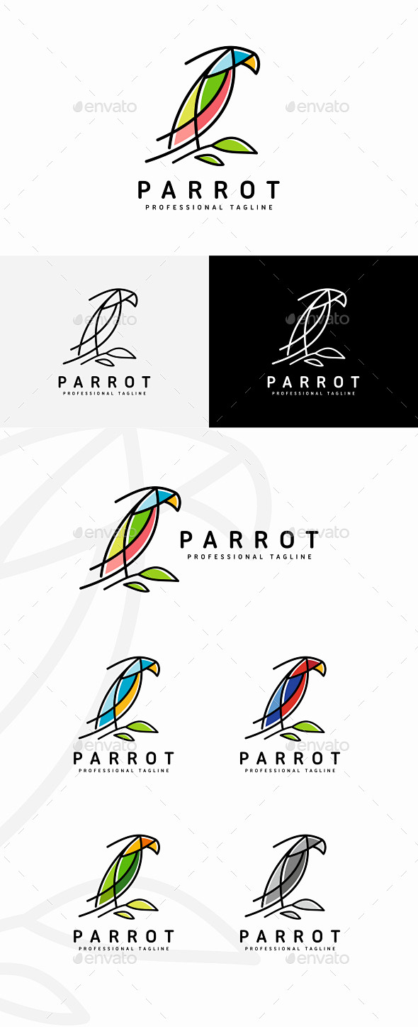 鹦鹉——动物标志模板Parrot - Animals Logo Templates广告、动物、动物、喙鸟,五彩缤纷,创造力,自由,基金,酒店 ...