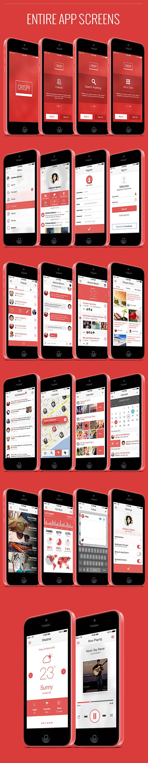 Crispy - A Fresh & Flat Mobile Ui Design on Behance-花瓣网