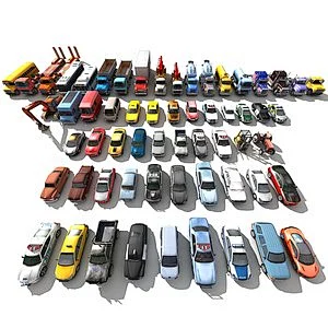 3D 60 urban cars vehicles model-花瓣网
