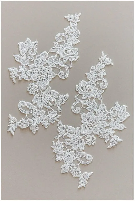 Milk Silk flower lace appliqué bridal flower lace applique-花瓣网