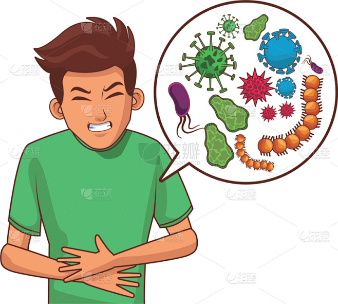 卡通,青年男人,生物学,微生物学,健康保健,显微镜,动物,生病