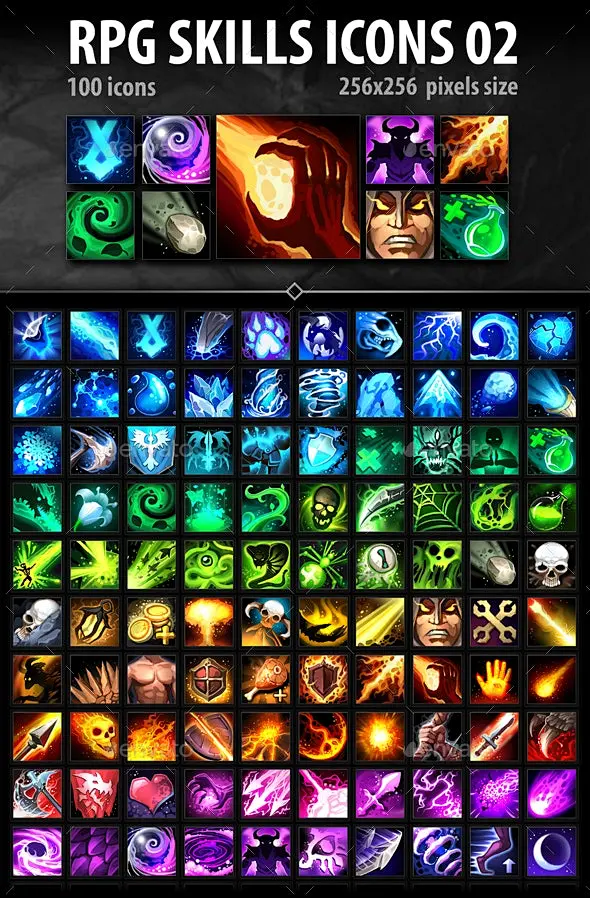 RPG Skills Icons 02 - Miscellaneous Game Assets-花瓣网