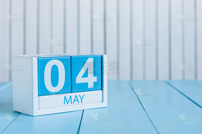 May 4th. Image of may 4 wooden color calendar on w