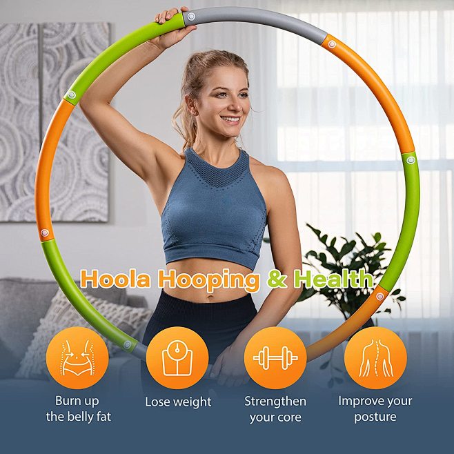 Dynamis Fat Burning Weighted Hula Hoop for Adults, Adjustable Soft ...