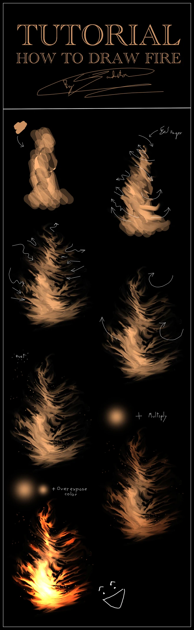 Tutorial - How to draw fire by *Jadeitor on deviantART图片_cg插画 设定图片素材-花瓣网