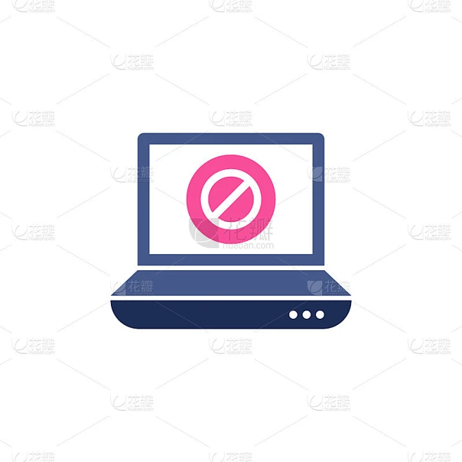 Laptop icon with not allowed sign. Notebook icon a素材-花瓣网
