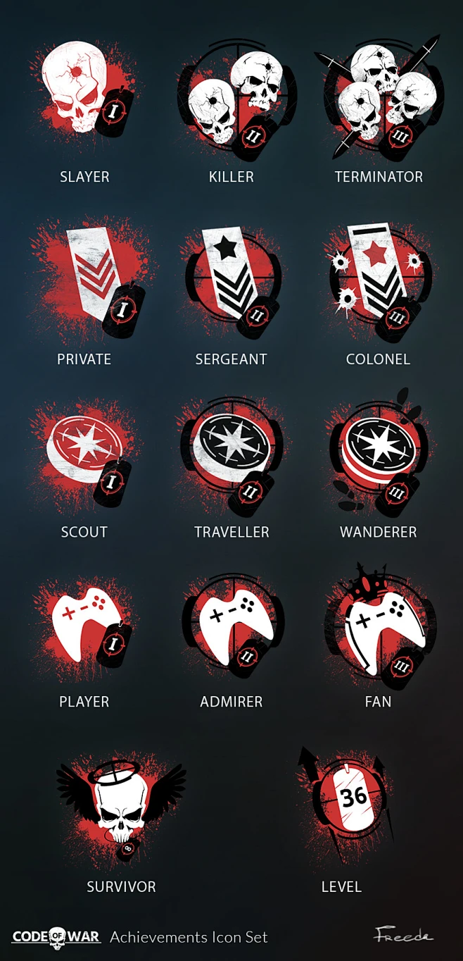 Achievements Icon Set for the mobile game, Anna Kurbacheva : Code of ...