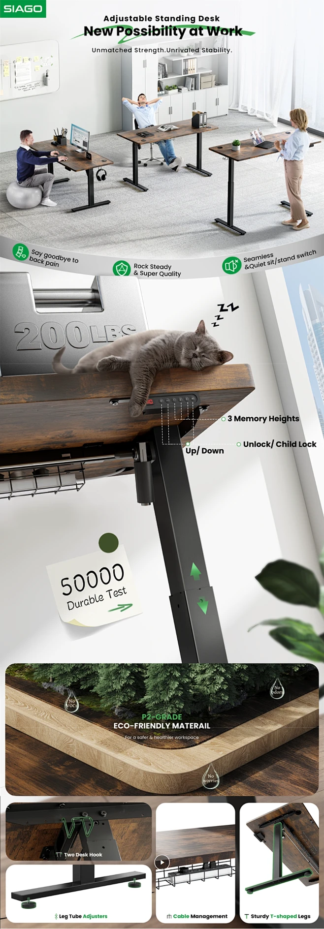 Amazon.com: SIAGO Electric Standing Desk Adjustable - 48 x 24 Inch Sit ...