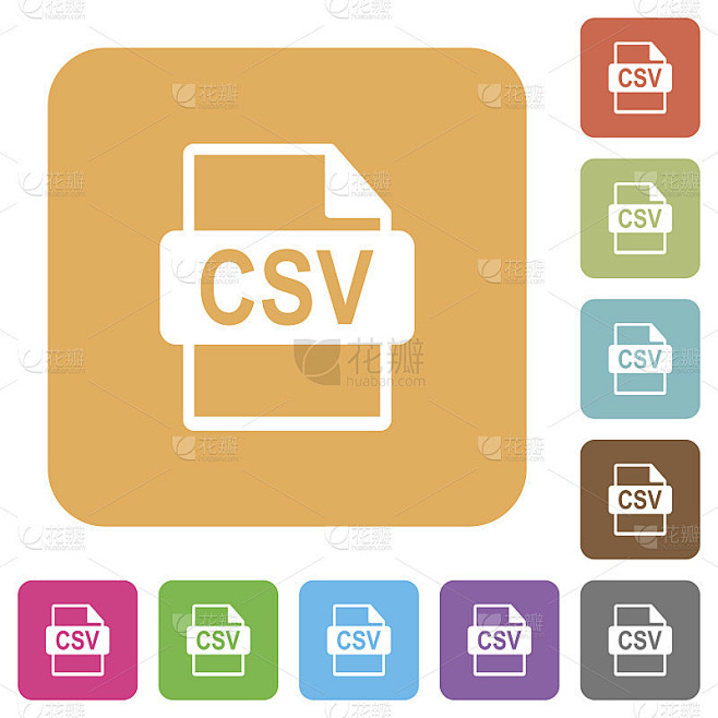CSV文件格式圆角正方形平面图标