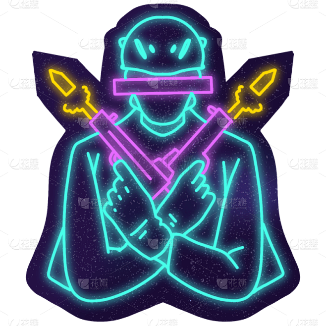 赛博朋克风电竞游戏贴纸-双枪