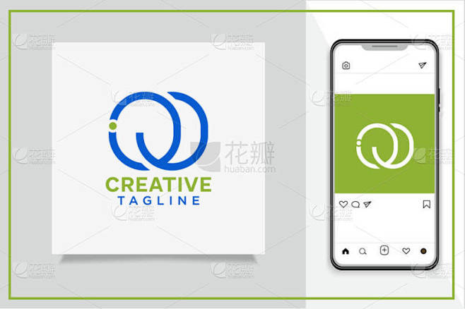 具有几何风格的创意iq标志