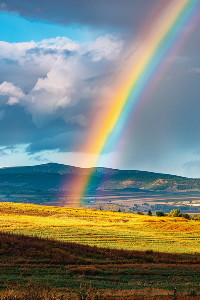 美丽多彩的雨后彩虹摄影图片