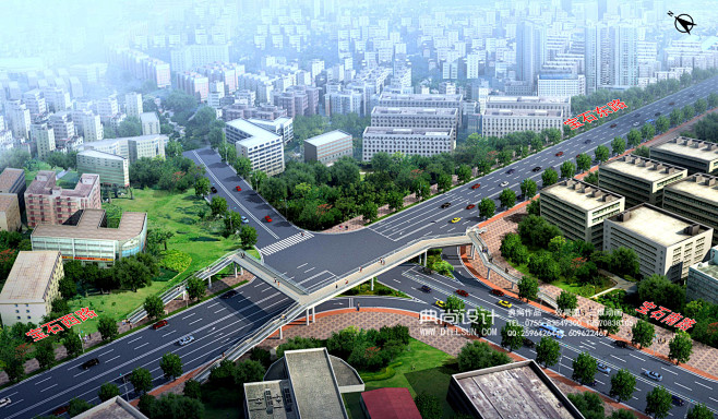 交叉路口02天桥鸟瞰图0908_10-11_道路路口效果图