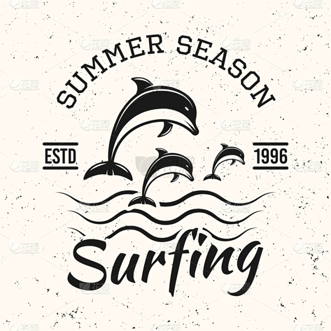 黑色,海豚,季节,夏天,白色,华丽的,复古,冲浪,兴奋素材-花瓣网